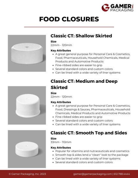 Food Packaging Catalog Bottle Closures - Gamer Packaging