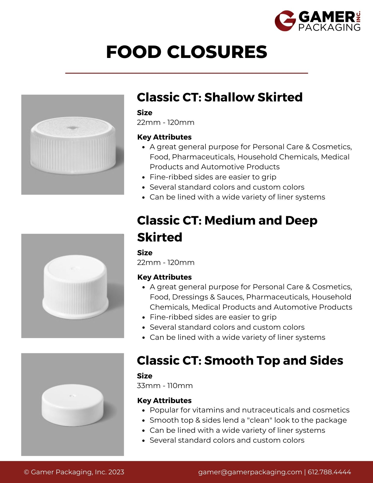 Food Packaging Catalog Bottle Closures - Gamer Packaging