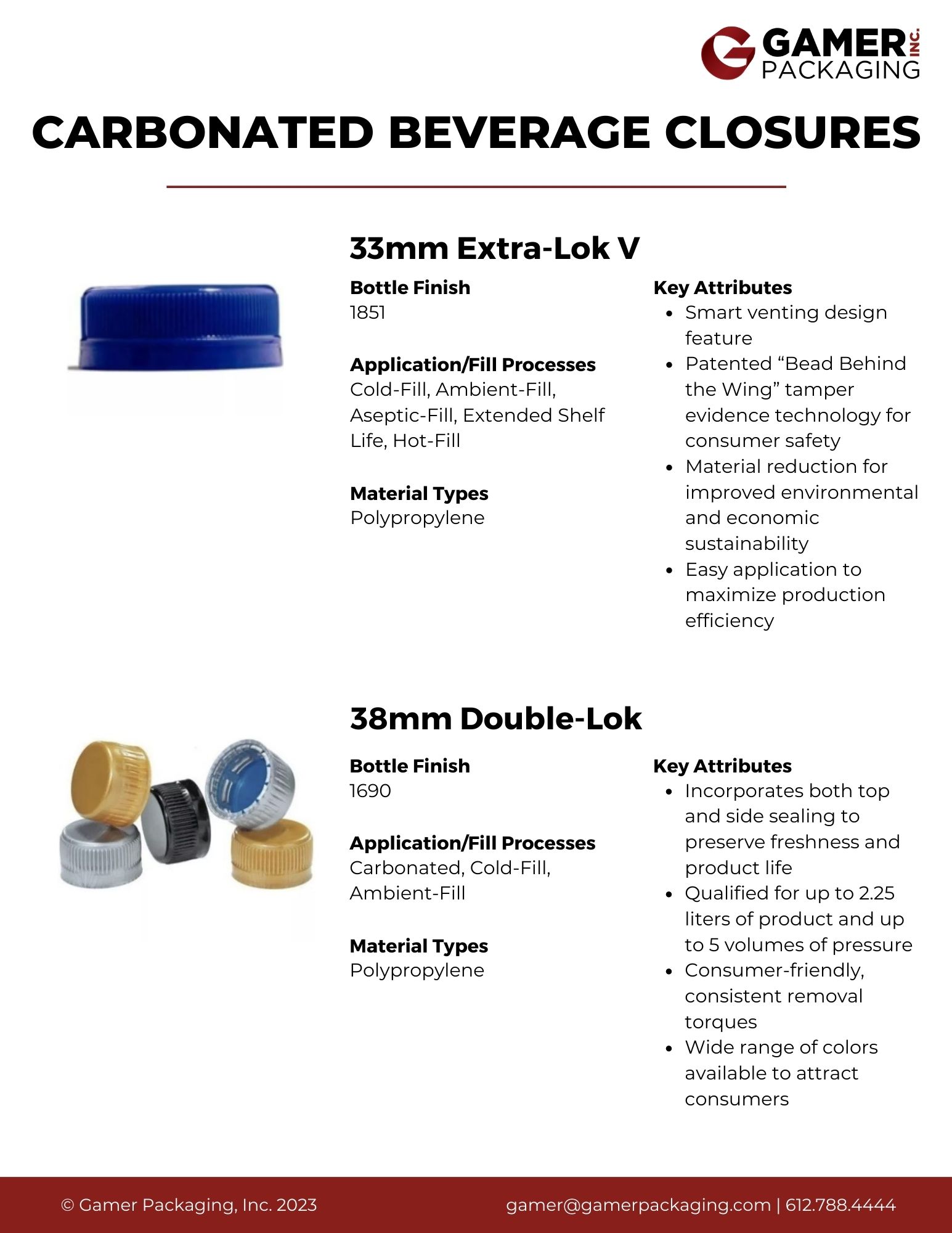 Beverage Packaging Catalog Carbonated Beverage Closures - Gamer Packaging